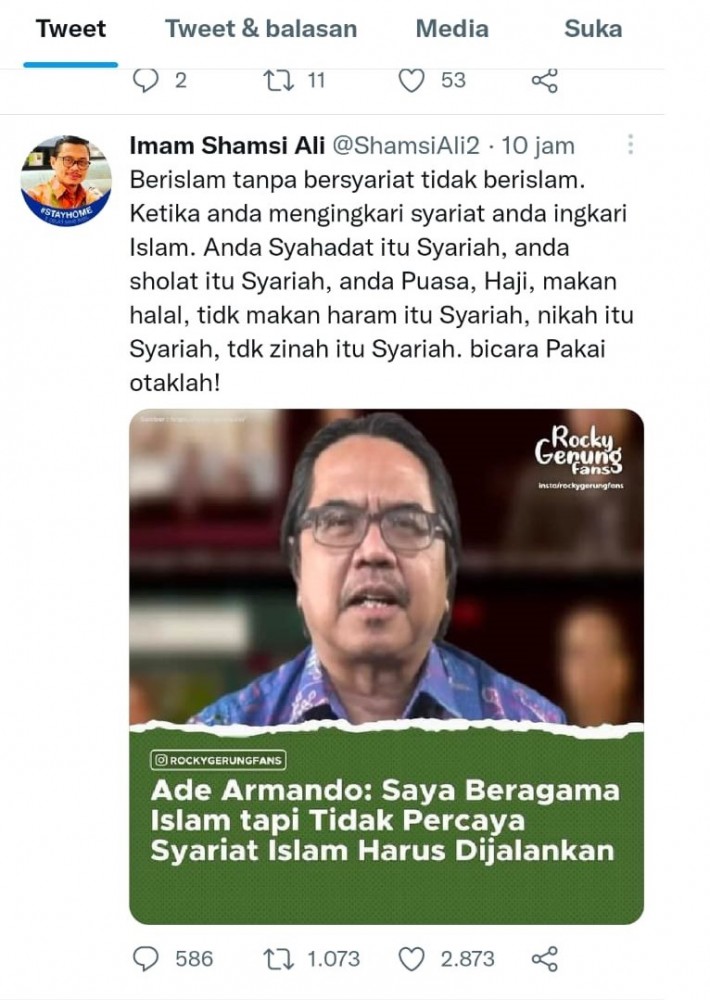 Imam Syamsi Ali Minta Ade Armando Bicara Pakai Otak, Mengingkari ...